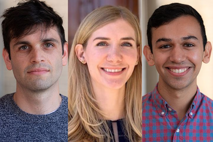 PhD students Nicholas Blanchette, Eleanor Freund and Eyal Hanfling ...